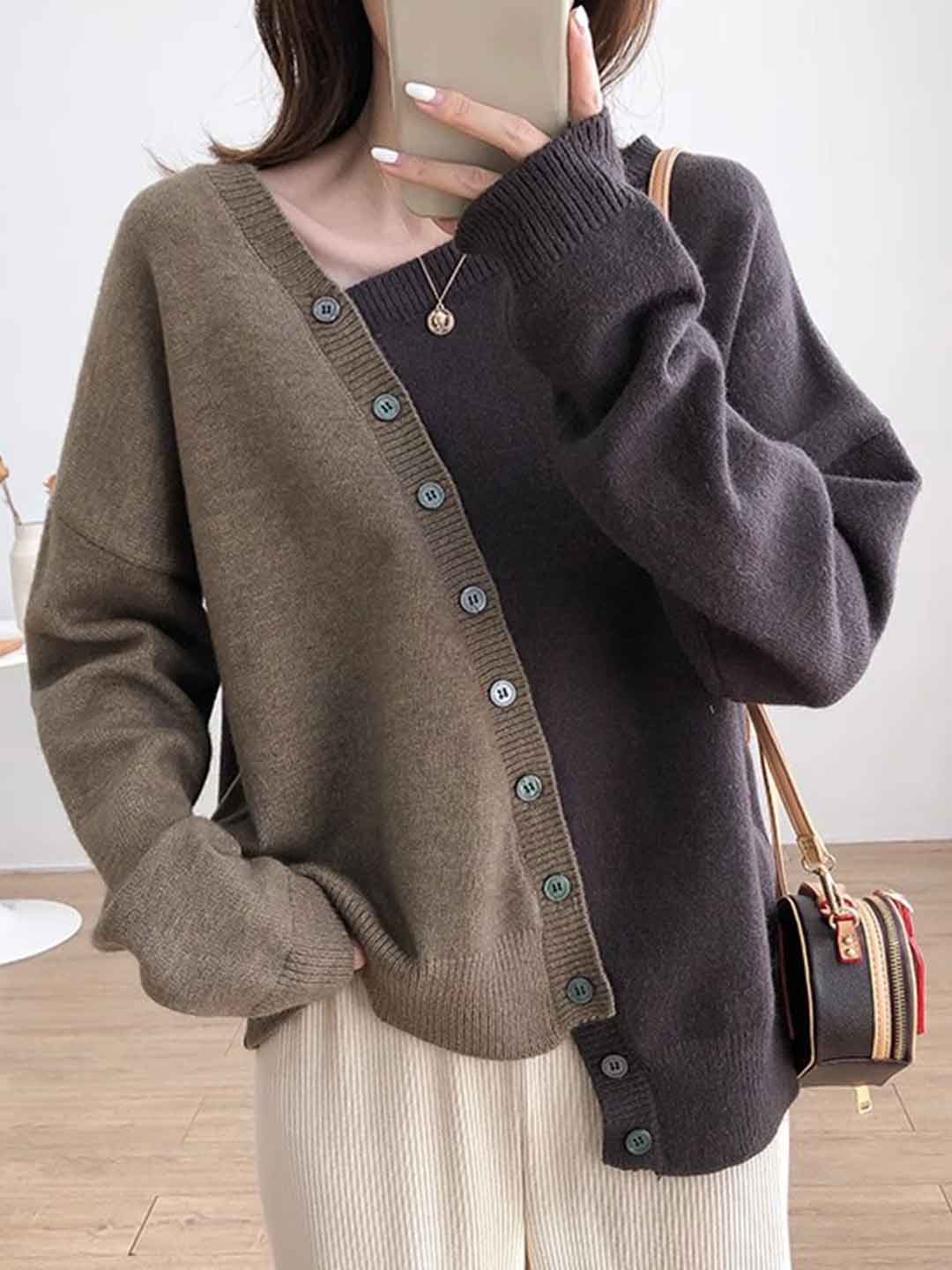 Zoey Casual Irregular Knitted Pullover Sweater – Roselili