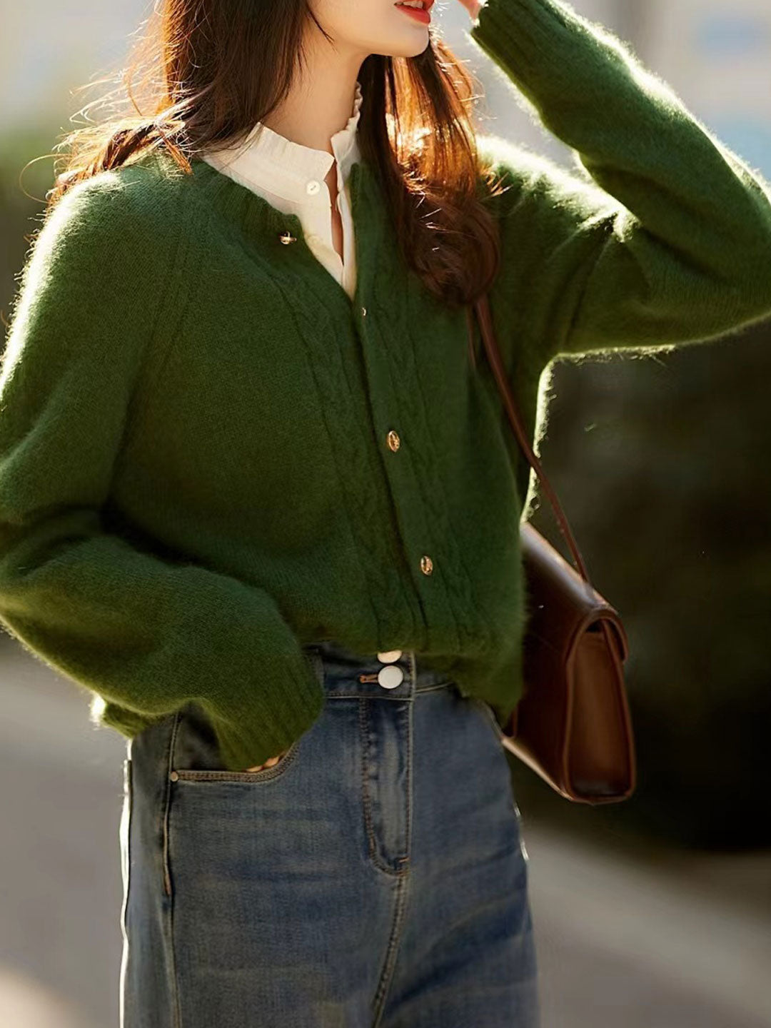 Hannah Loose Crew Neck Knitted Cardigan – Roselili