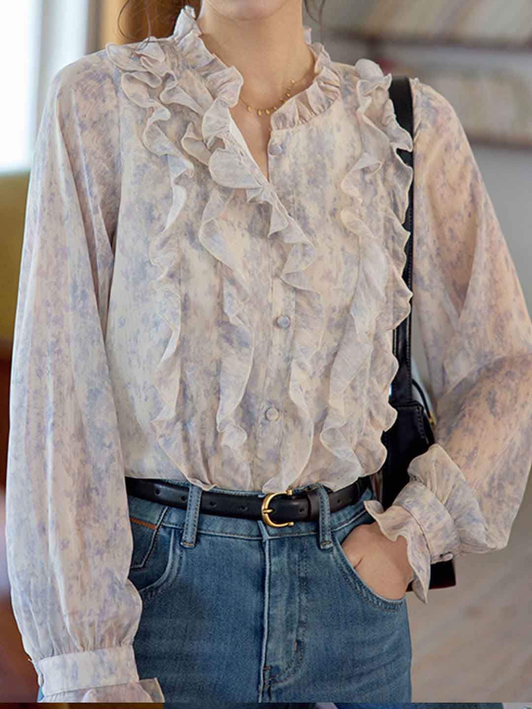 Emily Loose Auricular Floral Printed Blouse – Roselili